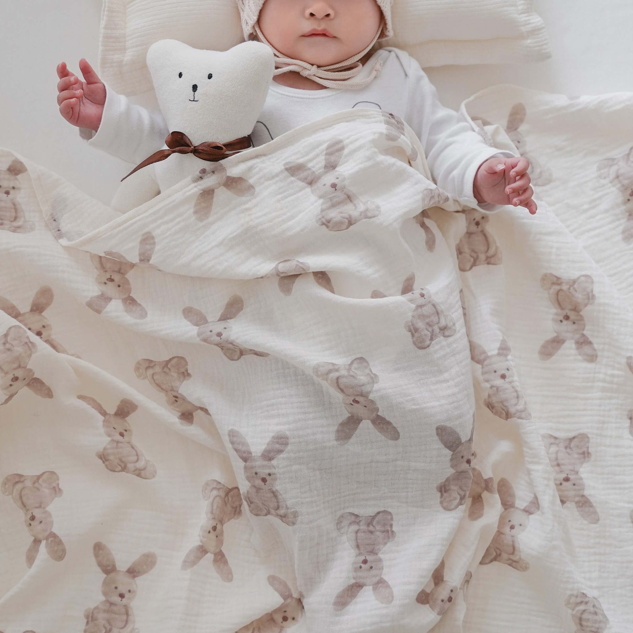 The Bunny Muslin Blanket Swaddle – Cozy Crew Club