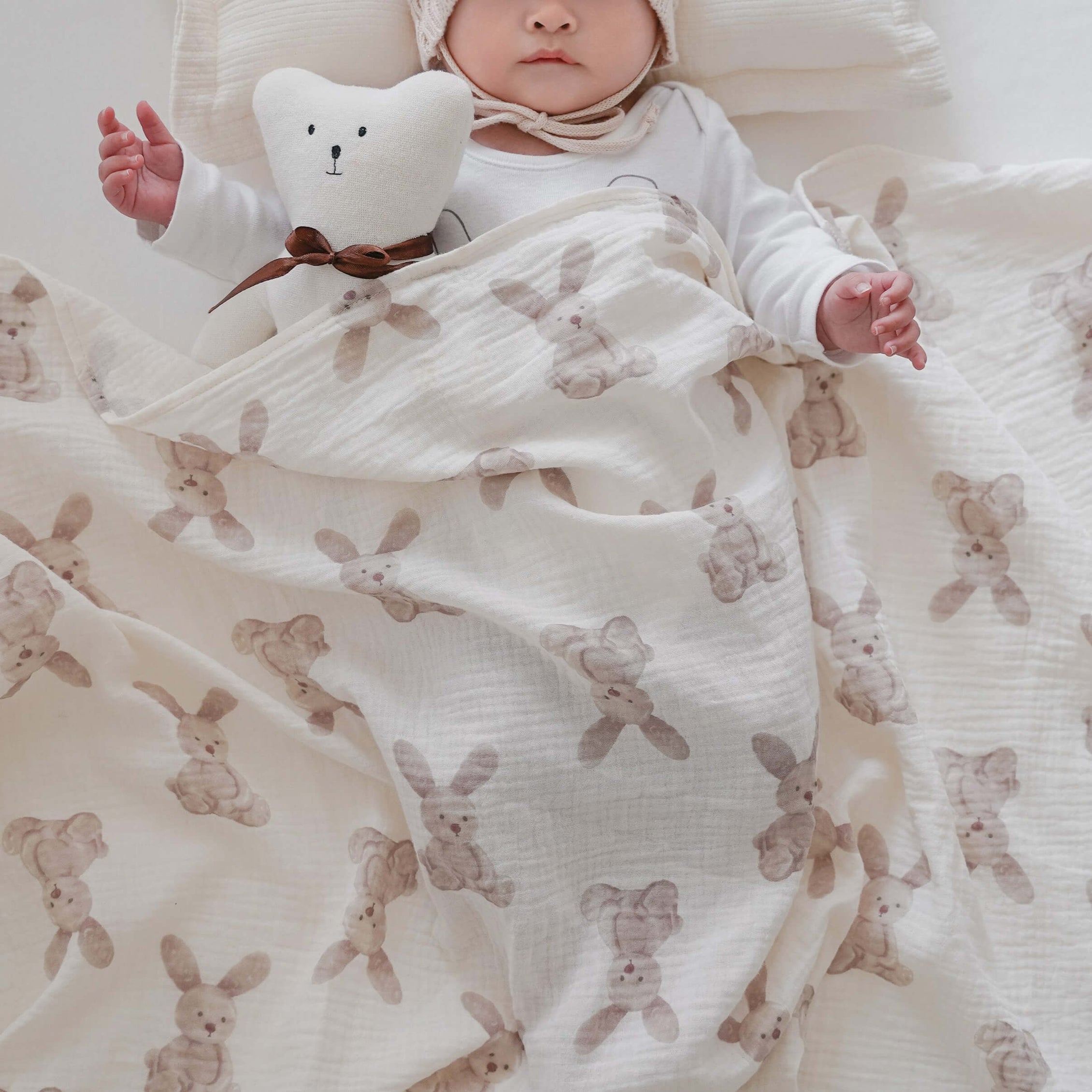 The Bunny Muslin Blanket Swaddle – Cozy Crew Club