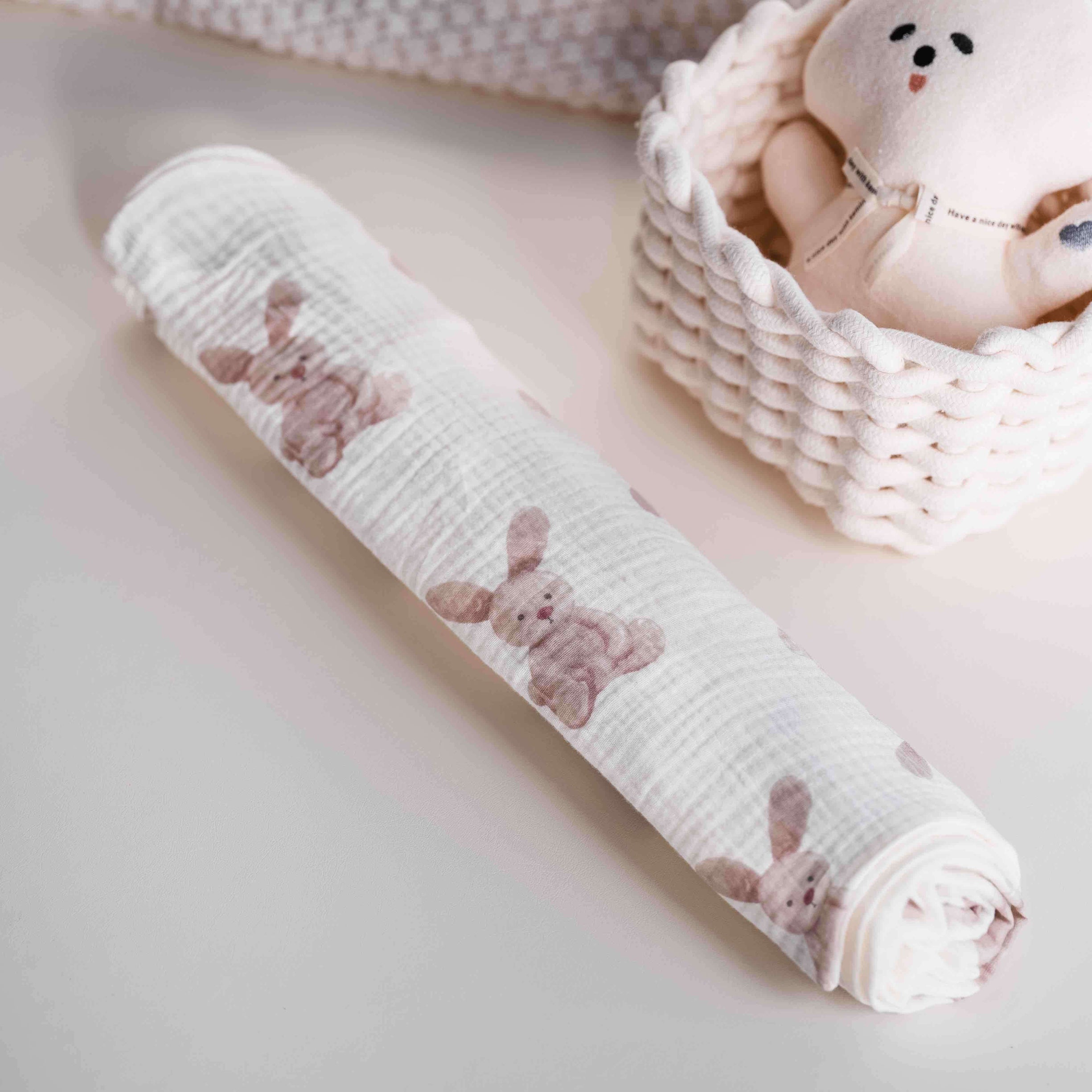 The Bunny Muslin Blanket Swaddle – Cozy Crew Club